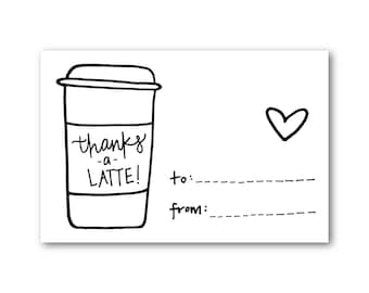Thanks a Latte Coffee Favor Tag Coffee Gift Christmas Gift - Etsy