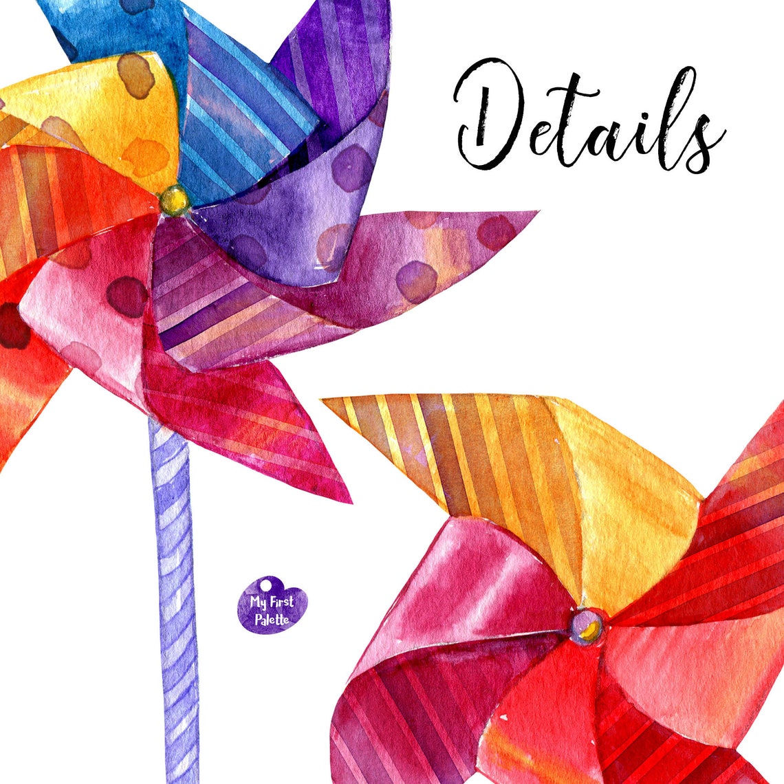 Watercolor Pinwheels Clipart- Birthday Clip Art, Holiday Clipart, Party ...