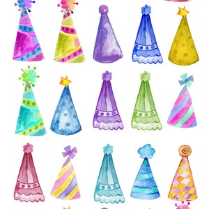 Watercolor Party Hats Clipart: Birthday Celebration (300 Dpi PNG) - Etsy