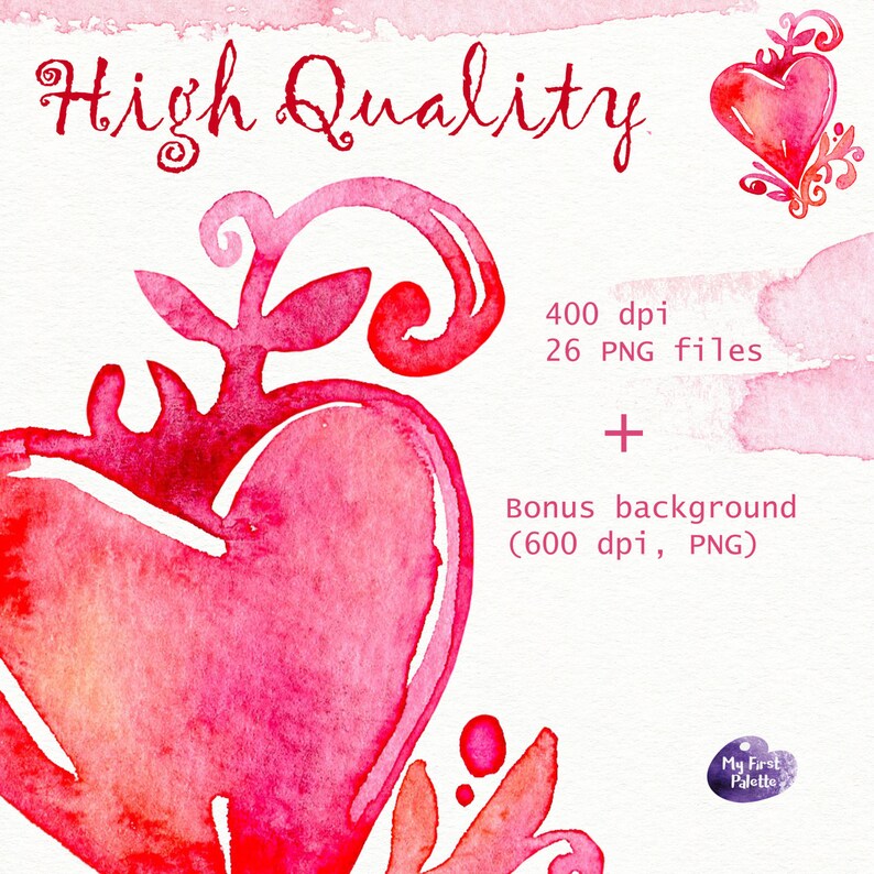 Watercolor Hearts Clipart: Valentine's Day PNG Graphics (400 Dpi) - Etsy