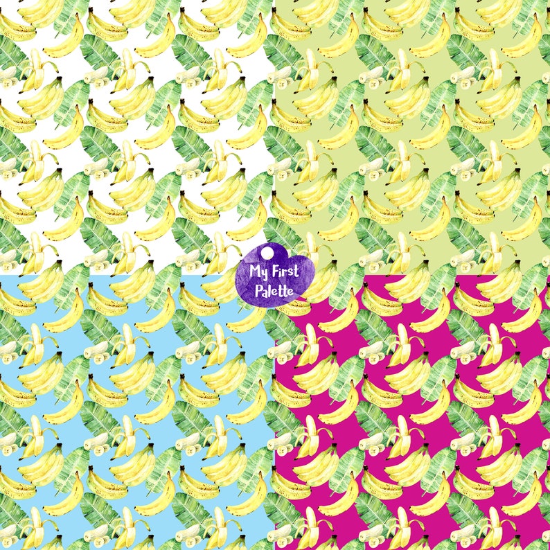 Bananas Digital Paper, Printable Tropical Summer Fruit Gift Wrapping ...