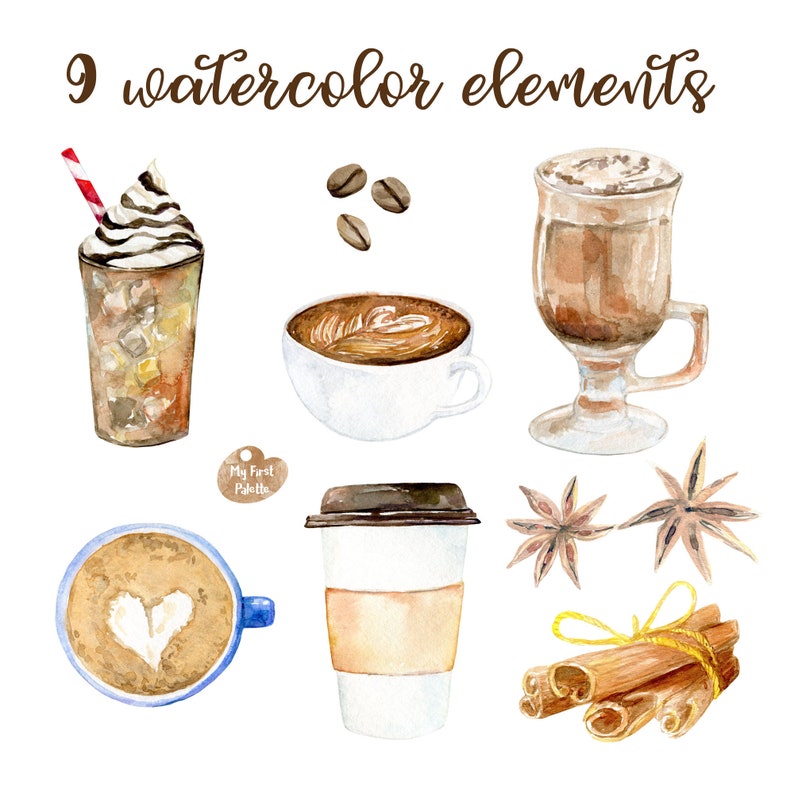 Watercolor Coffee Clipart, Coffee Shop Cafe, 600 Dpi Png With ...