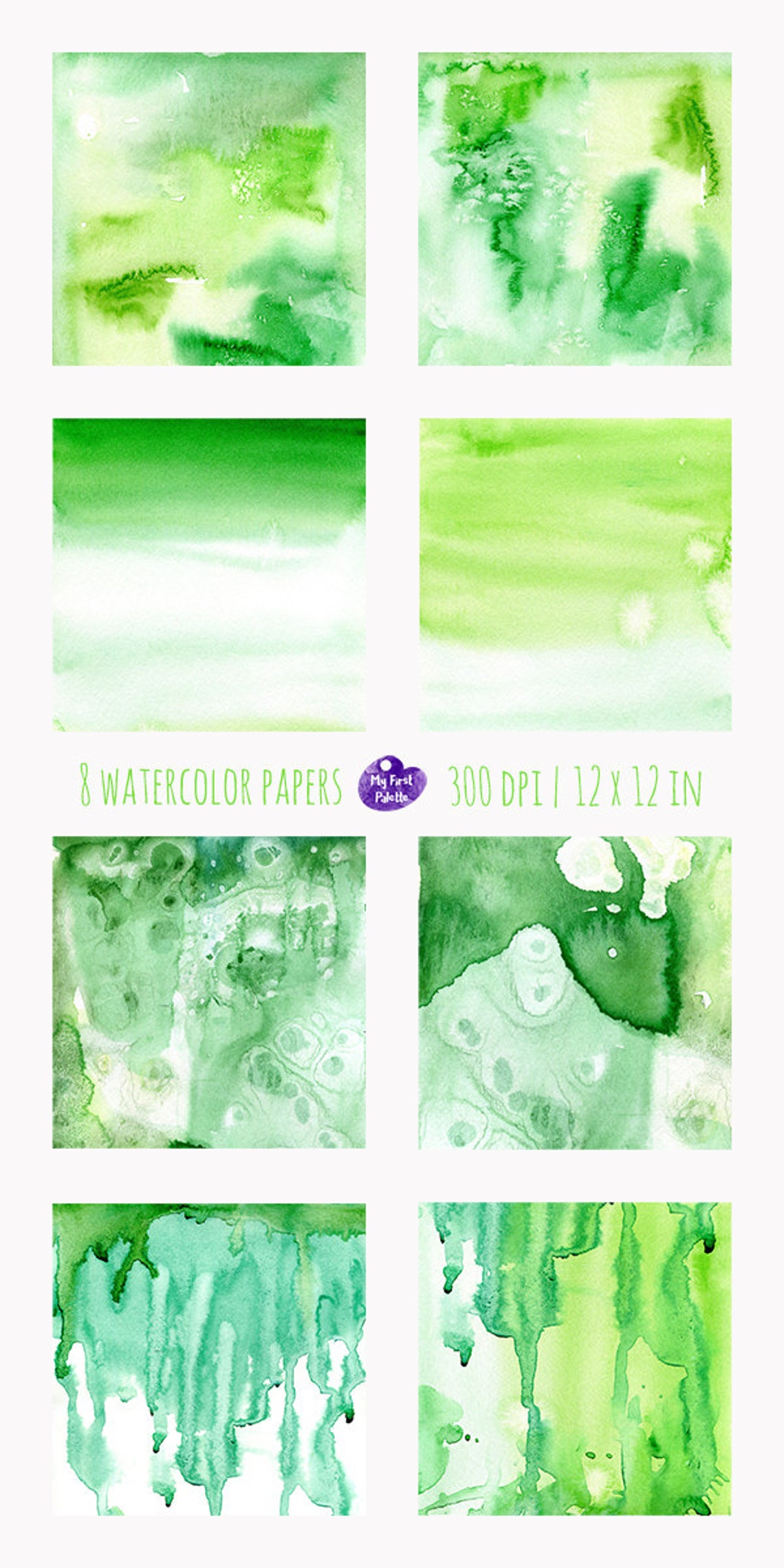 Green Watercolor Wash Digital Paper, Printable Gift Wrapping Paper ...