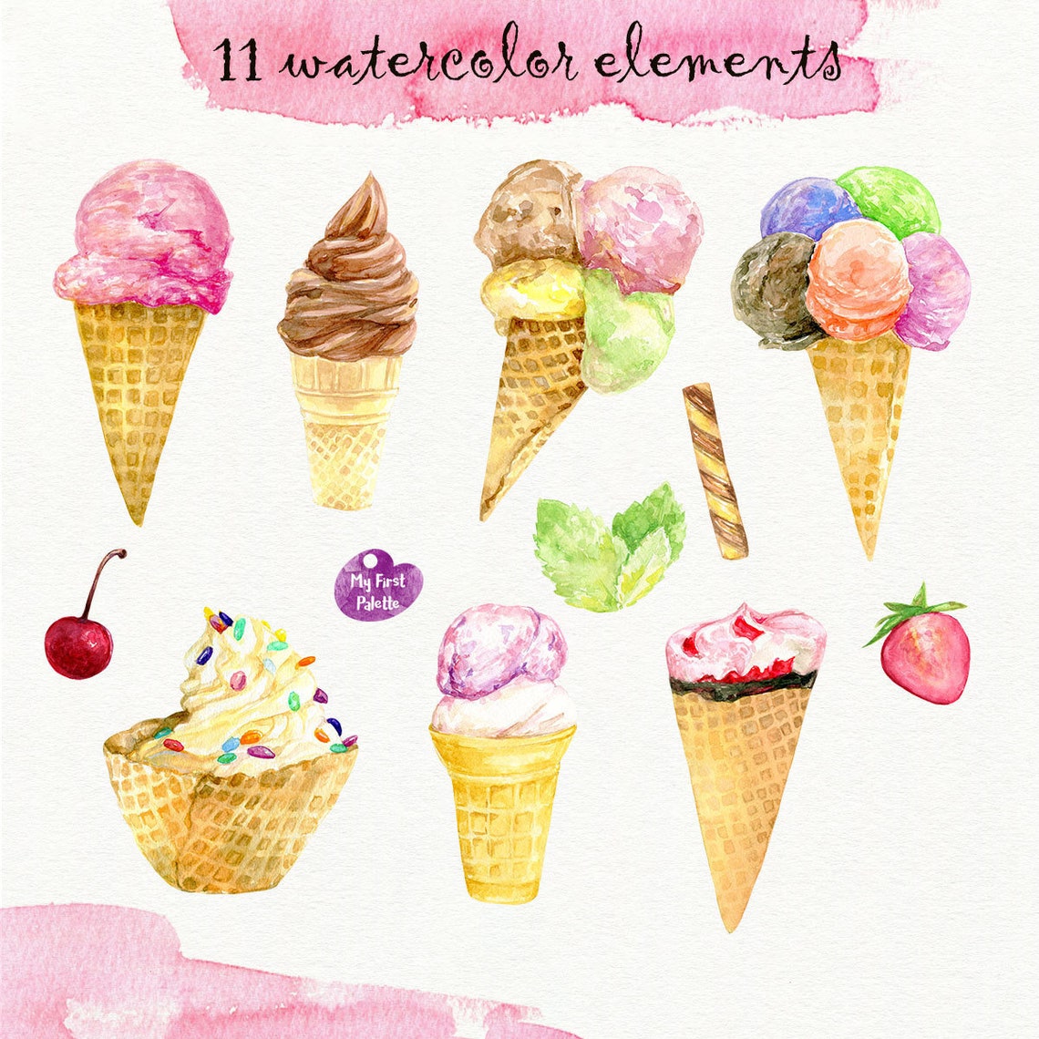 Watercolor Ice Cream Clipart Includes Summer Treats and - Etsy