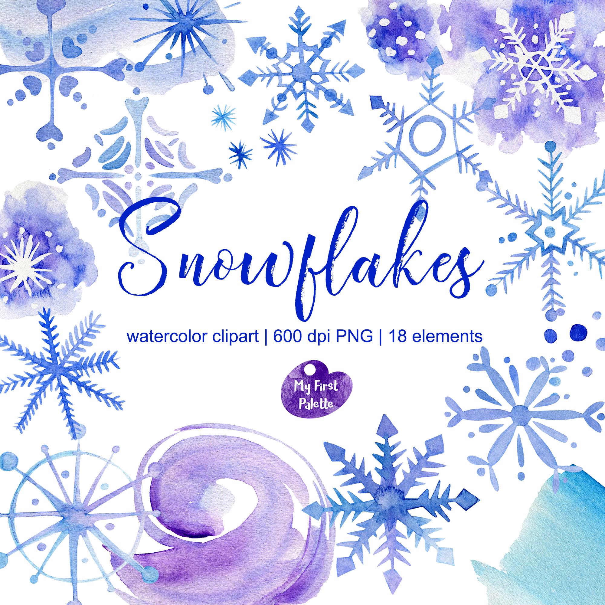 Snowflakes, Snow Flurries, Powder Snow Watercolor Winter Images| 600 ...
