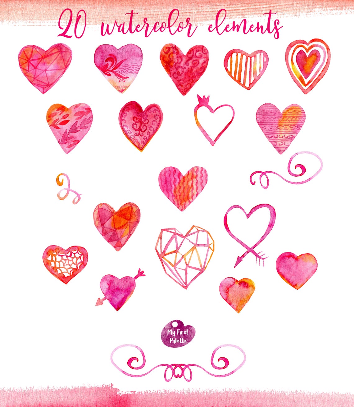 Watercolor Hearts Clipart: Valentine's Day PNG Graphics (300 Dpi) - Etsy