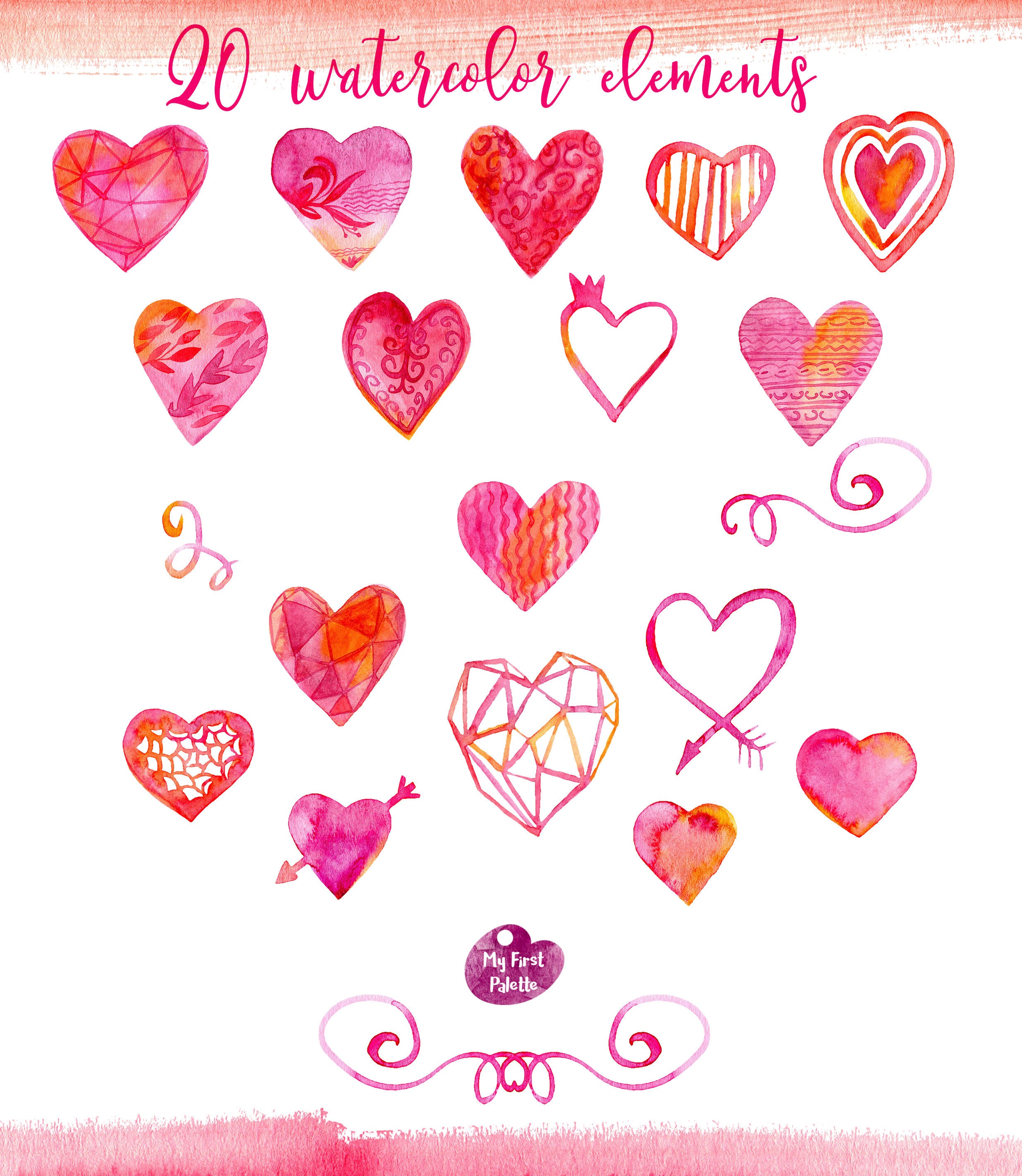 Watercolor Hearts Clipart: Valentine's Day PNG Graphics (300 Dpi) - Etsy