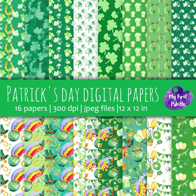 St Patricks's Day Digital Paper. Patricks's Day Gift Wrap. Printable ...