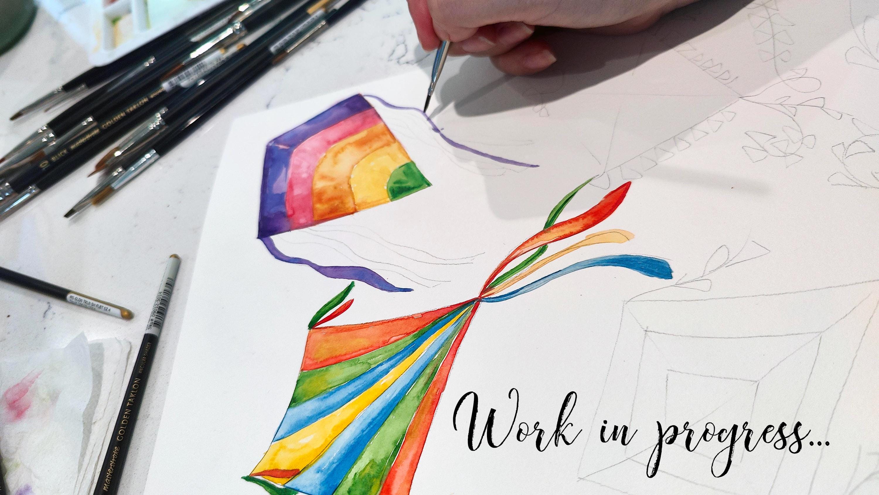 Kites Watercolor Clipart 600dpi PNG, Summer, Digital Download ...