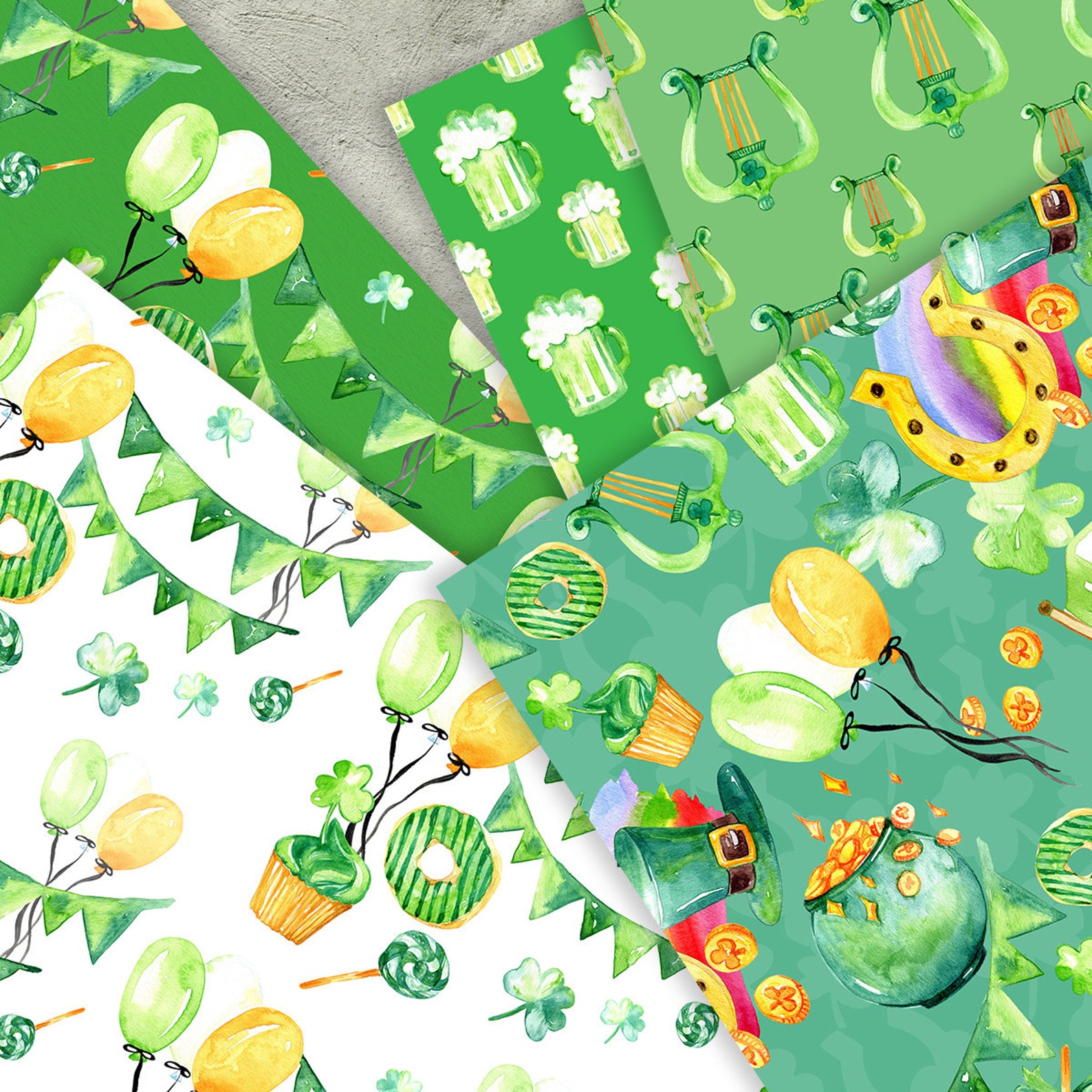 St Patricks's Day Digital Paper. Patricks's Day Gift Wrap. Printable ...