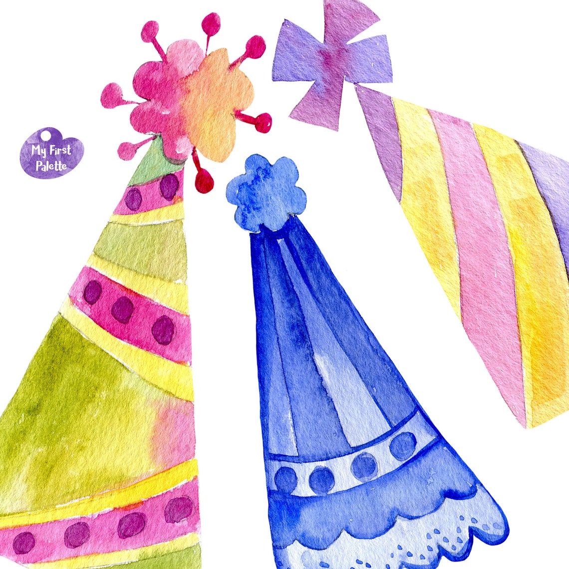 Watercolor Party Hats Clipart - Birthday Hats Clipart, Holiday Clipart ...