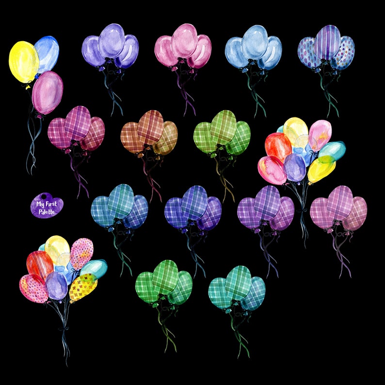 Watercolor Party Balloons Clipart- Birthday Clip Art, Holiday Clipart ...