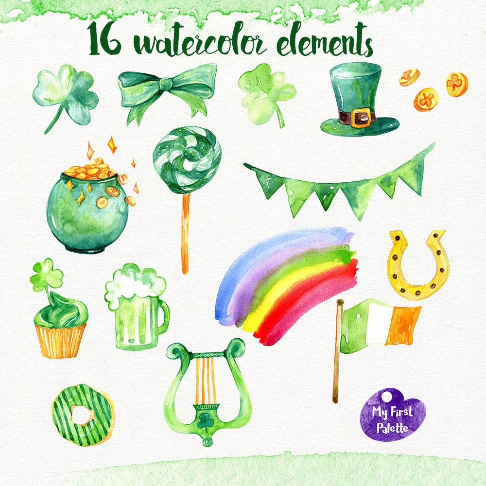 Watercolor St. Patrick's Day Clipart 400 Dpi PNG, Holidays Collection ...