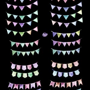 Watercolor Bunting Flags Clipart Birthday, Holiday, Party, Celebration ...