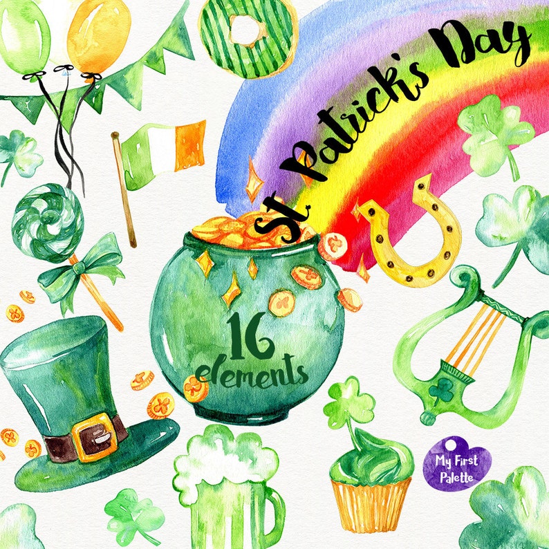Watercolor St. Patrick's Day Clipart 400 Dpi PNG, Holidays Collection ...