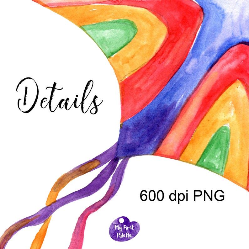 Kites Watercolor Clipart 600dpi PNG, Summer, Digital Download ...