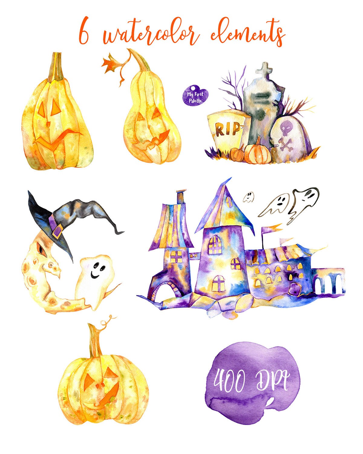 Watercolor Halloween Clipartspooky Halloween Party Clip Art - Etsy