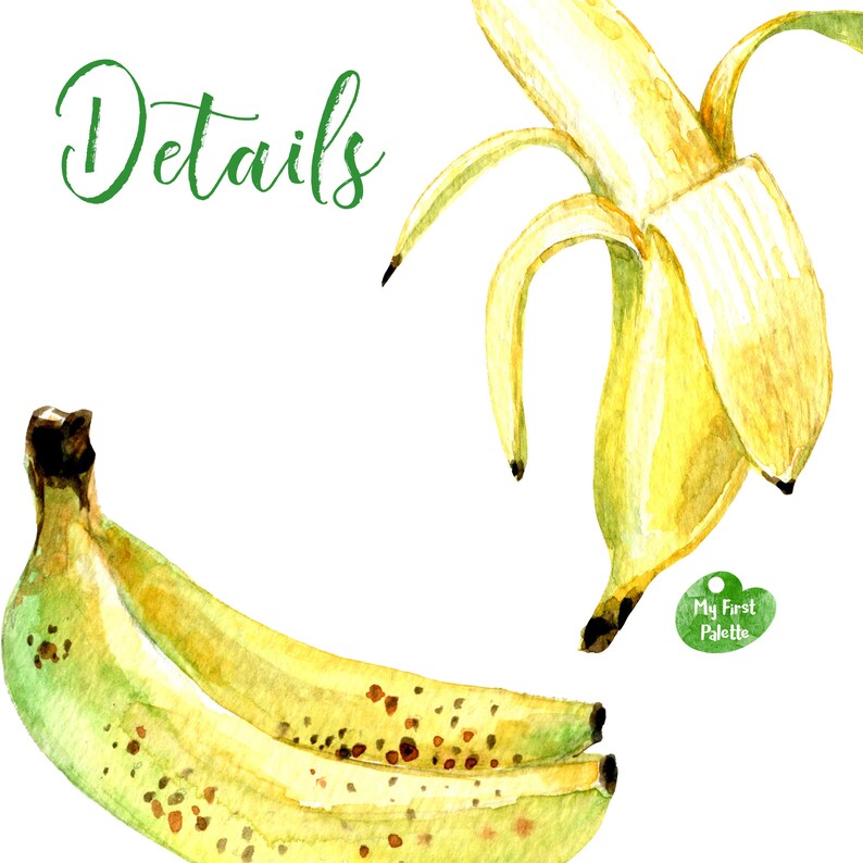 Watercolor Banana Clipart: Tropical Fruit PNG (600 DPI) - Etsy