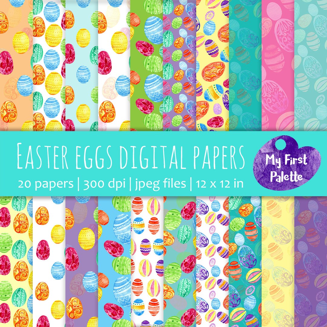Easter Eggs Digital Paper. Easter Gift Wrap. Printable Wrapping Paper ...