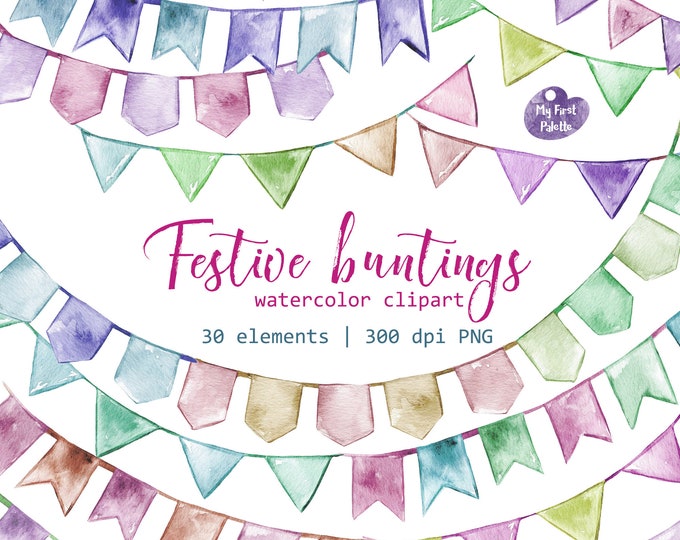 Doodle Bunting Banner Clipart. Hand Drawn Birthday Bunting. Party ...