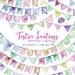 Watercolor Bunting Flags Clipart Birthday, Holiday, Party, Celebration ...