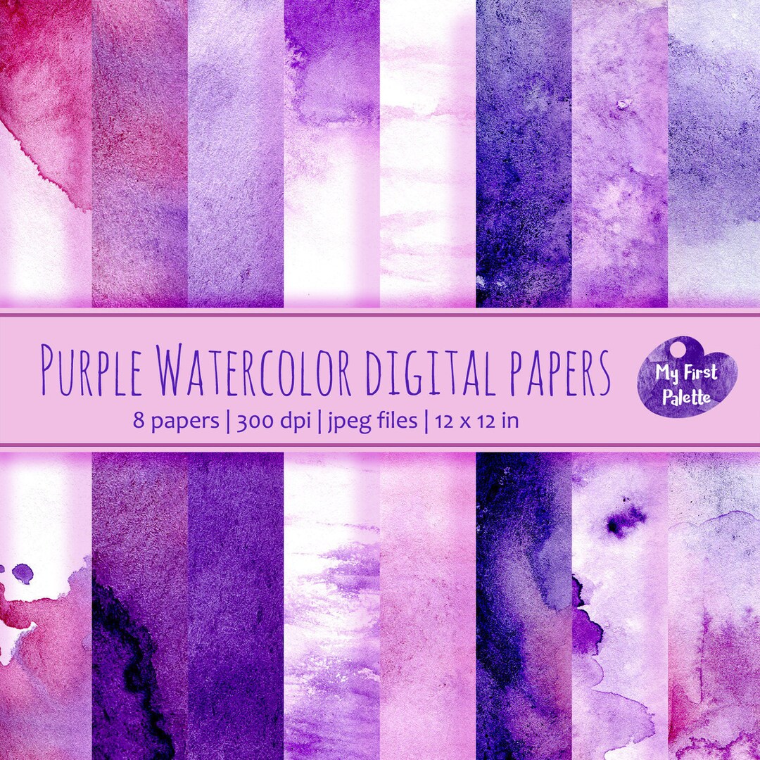Purple Watercolor Digital Paper Set: Rose & Violet Backgrounds (digital ...