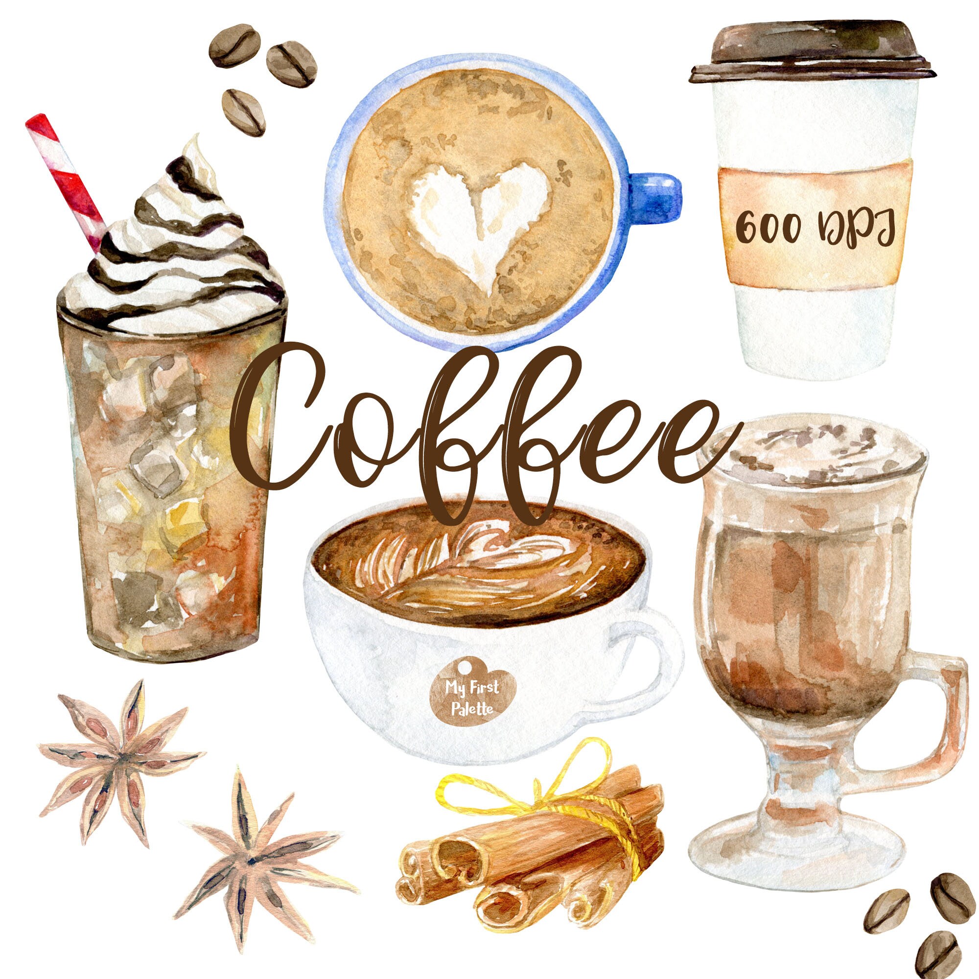 Watercolor Coffee clipart coffee mug 600 dpi png with transparent ...
