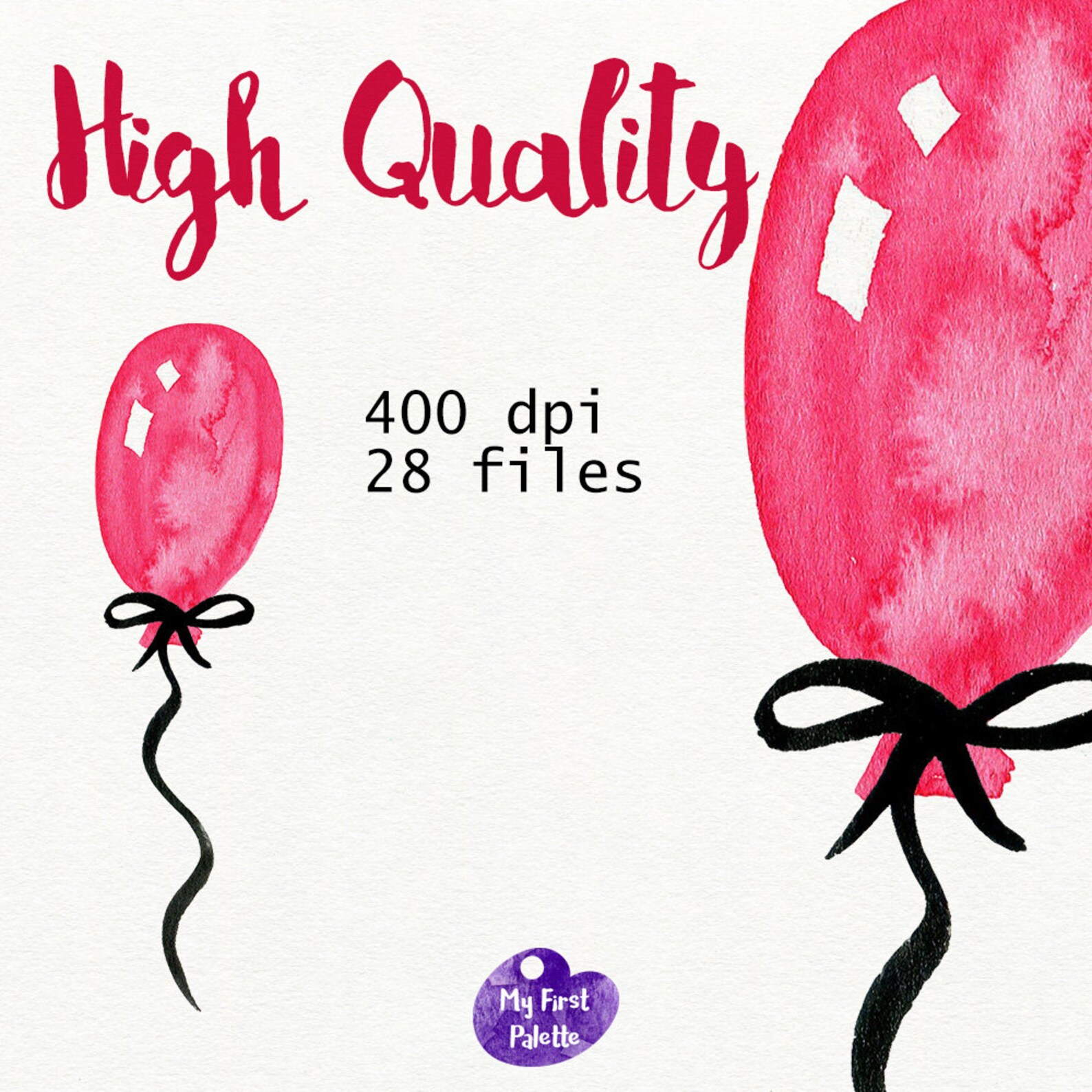 Watercolor Birthday Party Clipart Colorful Balloons. High Resolution ...