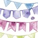 Watercolor Bunting Flags Clipart - Birthday, Holiday, Party ...
