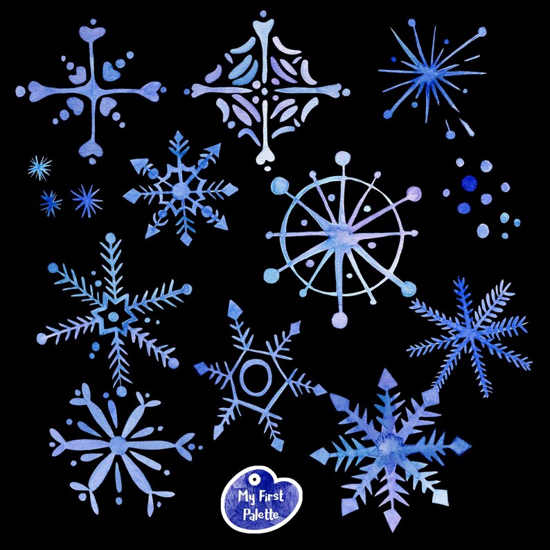 Snowflakes, Snow Flurries, Powder Snow Watercolor Winter Images| 600 ...