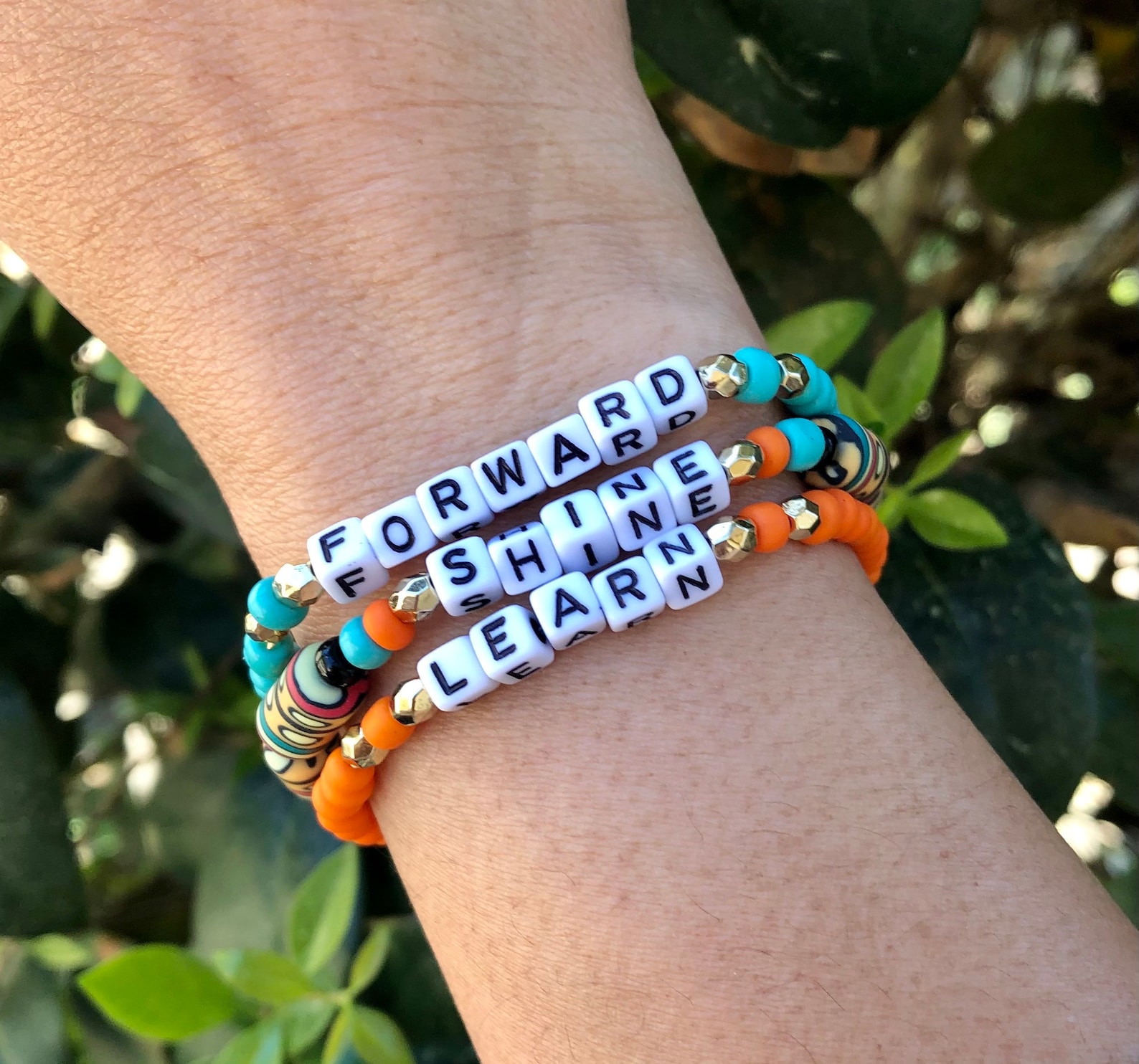Word Affirmation bracelet Sets// Learn Forward Shine Bracelet | Etsy