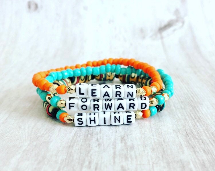 Word Affirmation Bracelet Sets// Learn Forward Shine Bracelet Sets ...