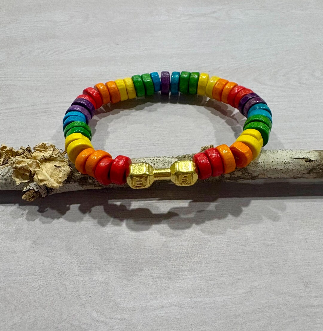 Rainbow Dumbbells Bracelet// Pride Rainbow Bracelet// Unisex Bracelet ...