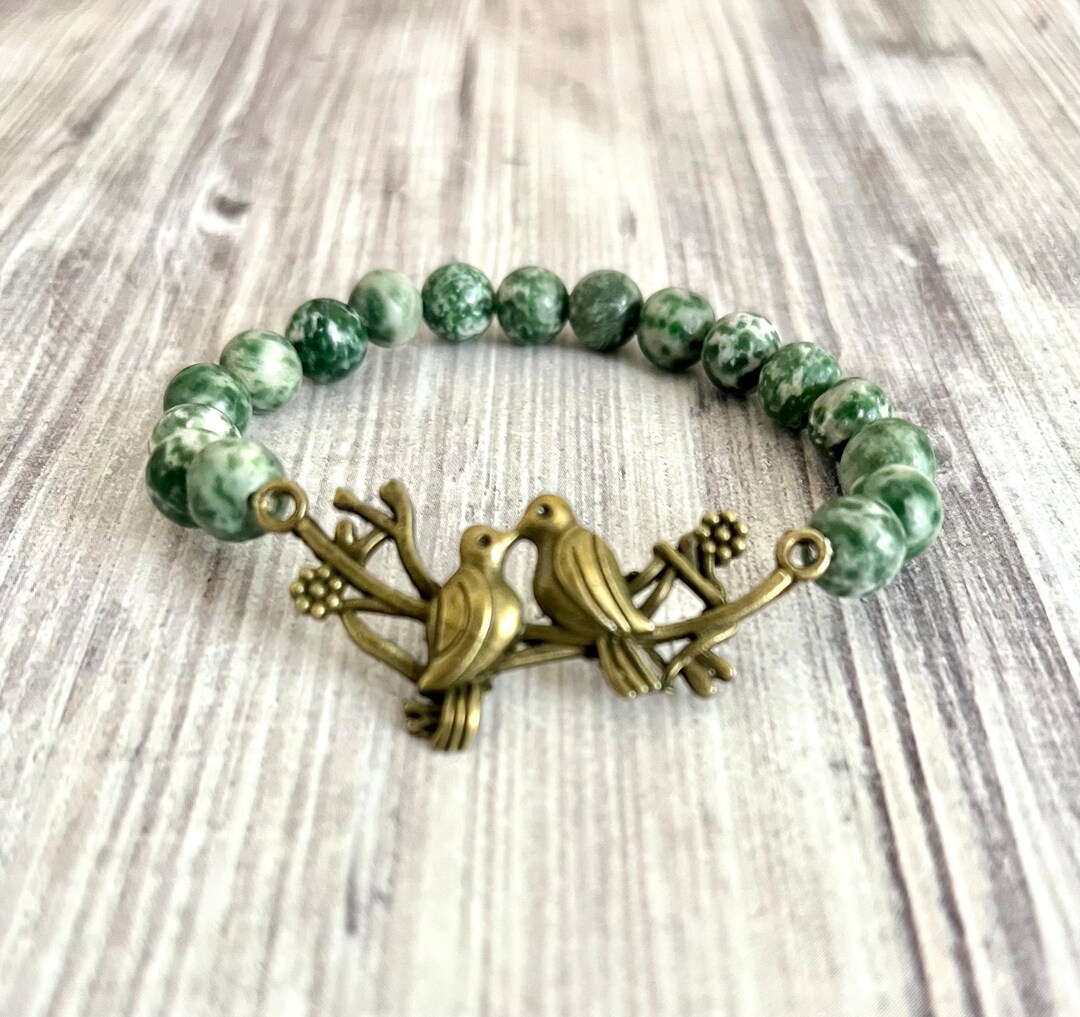 Tree Agate Bracelet// Love Birds Crystal Bracelets// Earthly Natural ...