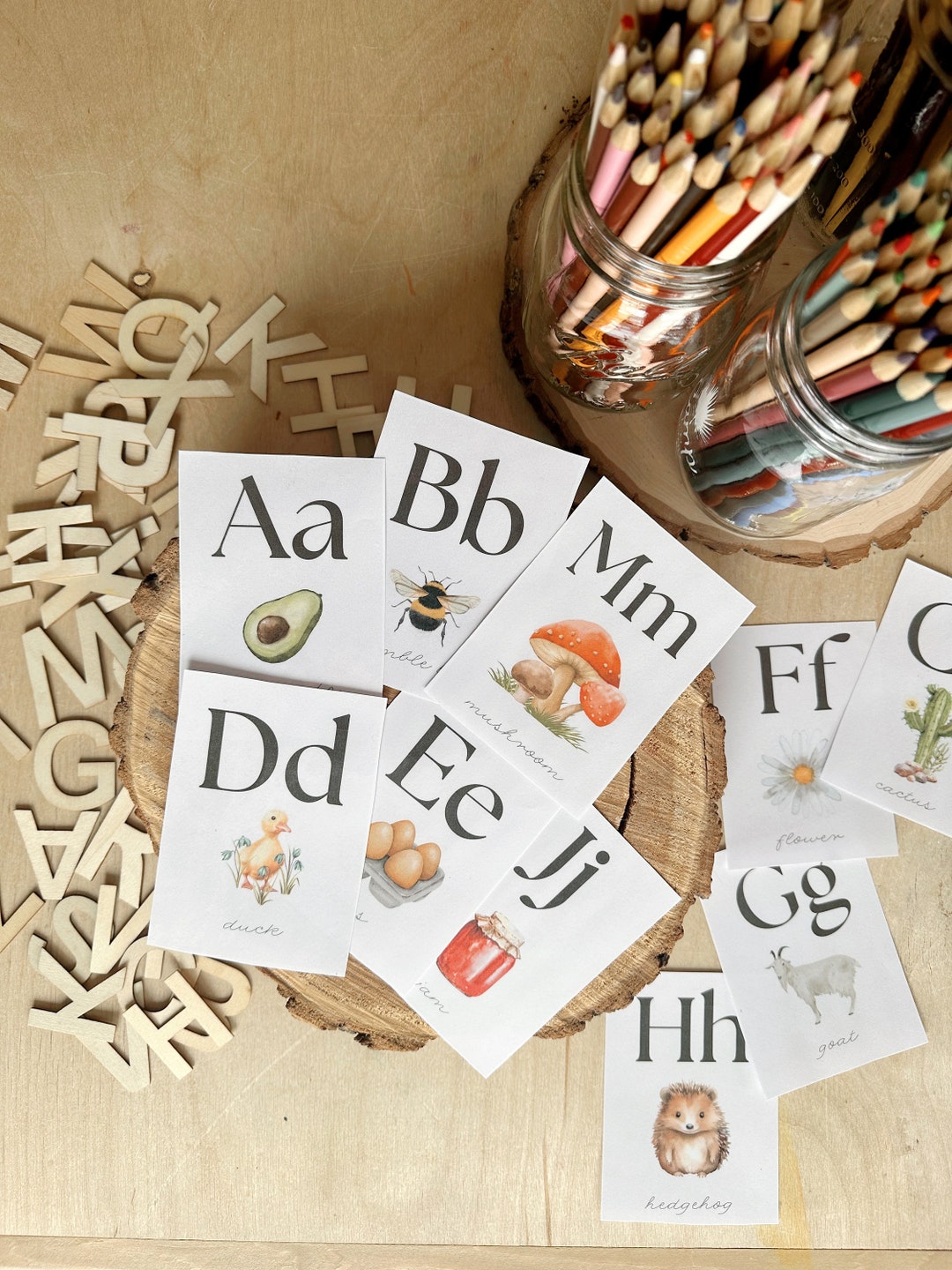 Watercolor Alphabet Cards, A-Z Printable Flashcards (PDF) - Etsy
