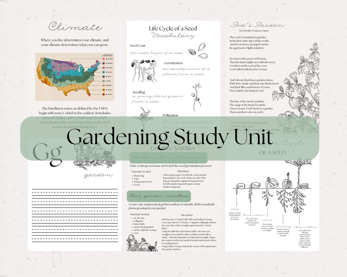 Gardening Study Unit - Etsy