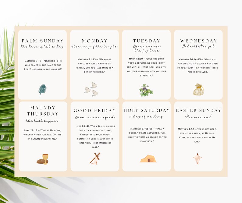 Holy Week Reading Plan and Cards - Etsy