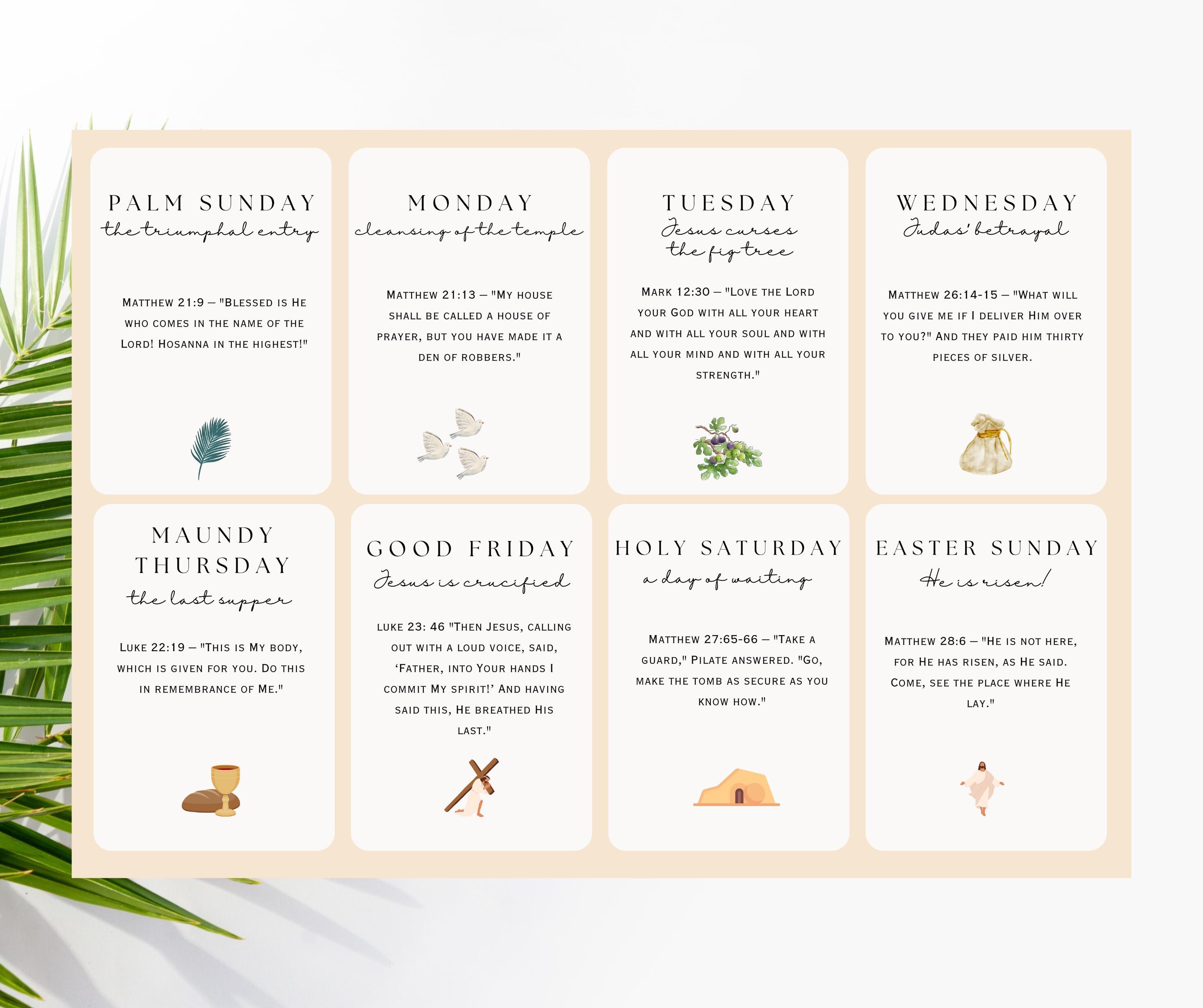 Holy Week Reading Plan and Cards - Etsy