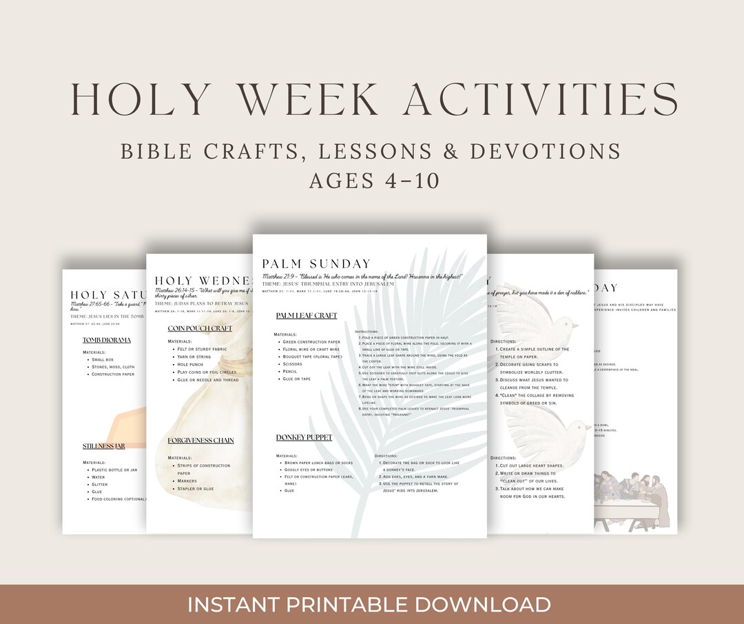 Holy Week Activities for Kids | Bible Crafts, Lessons, Devotions (PDF ...