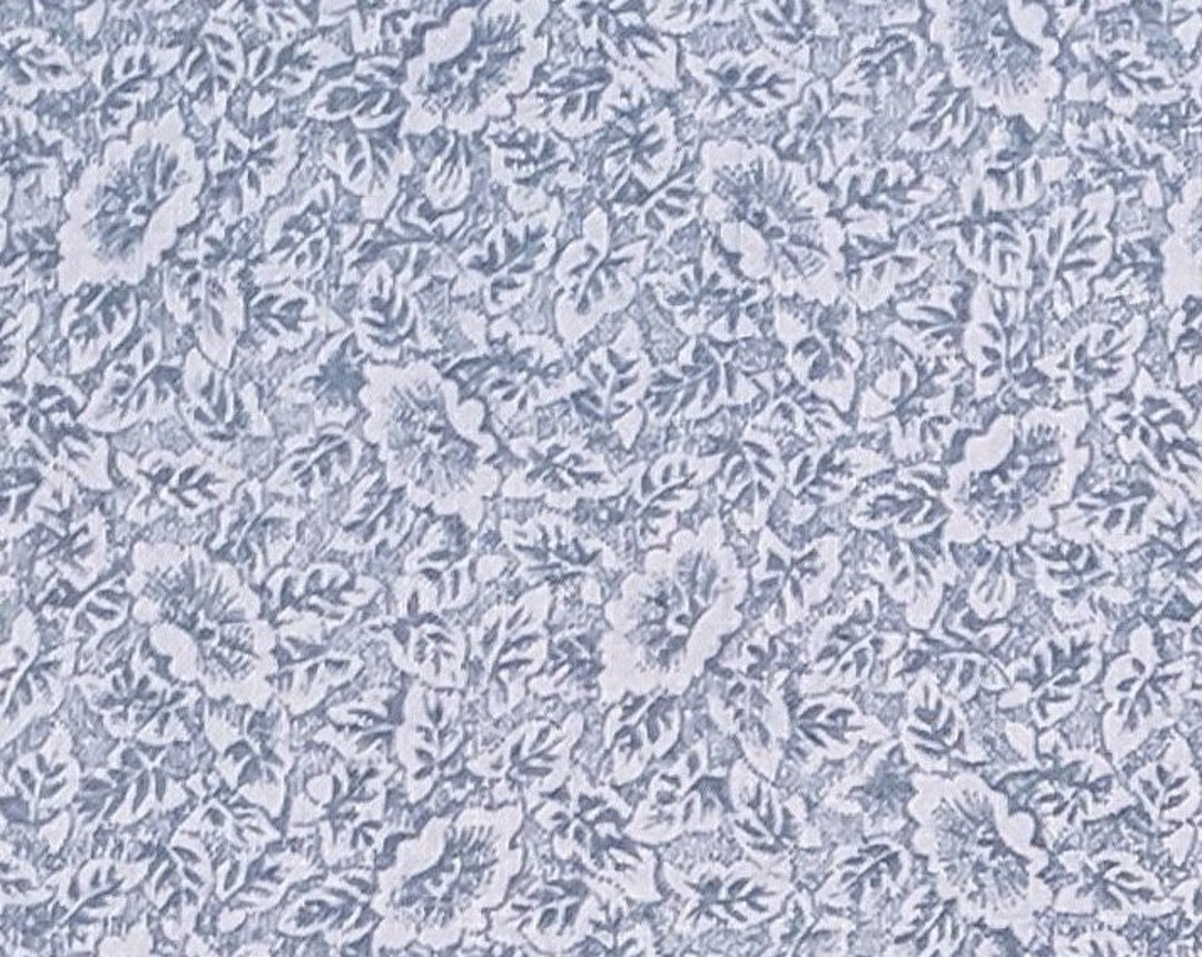 Peter Pan Fabrics - Colonial Blue Fabric With Tone-on-tone Print - Etsy