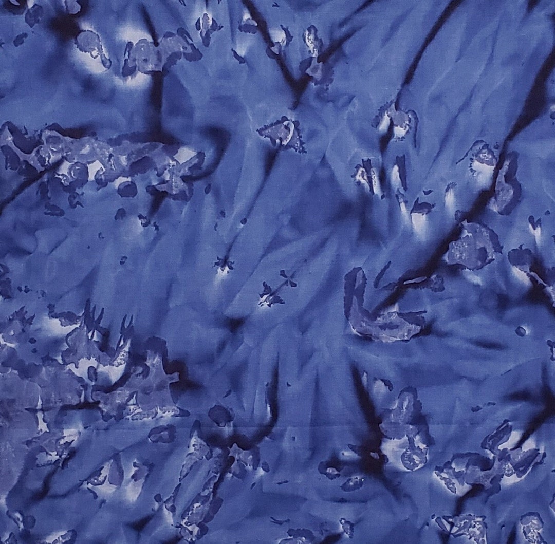 BATIK - Dark Blue Patterned Fabric - Etsy