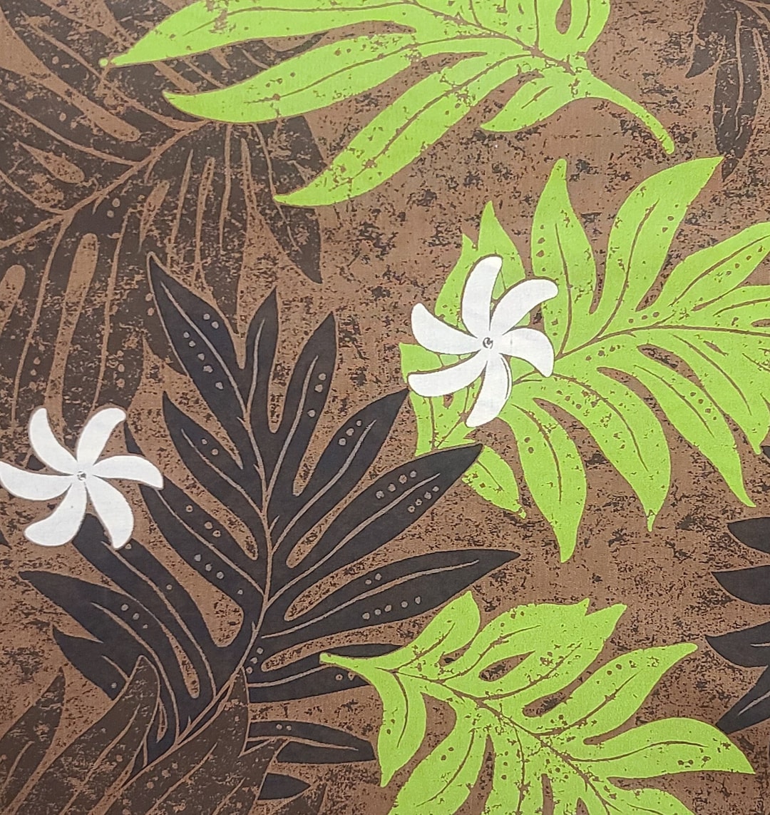 June Fabric From Hawaii Light Brown Fabric / Dark Brown and Bright ...
