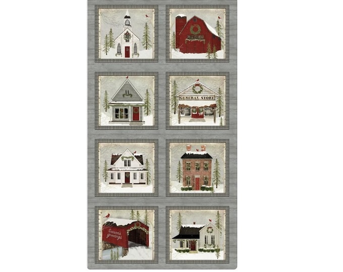 Snow Village Beth Albert / Main Line Art and Design for Benartex Fabric ...