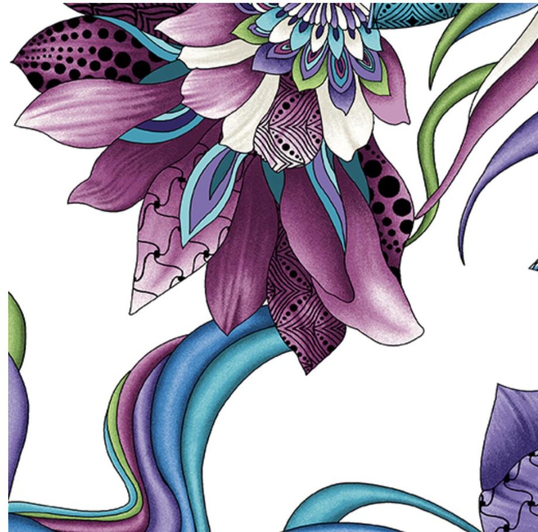 Xanadu by Ann Lauer of Grizzly Gulch Gallery Style #16152-09 White Multi / Large Floral - Etsy