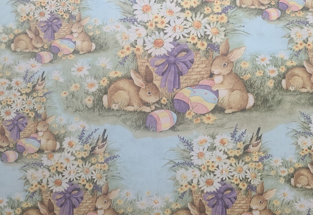 CP56548 Easter Basket Susan Winget - Pale Blue Fabric / Rabbit, Basket ...