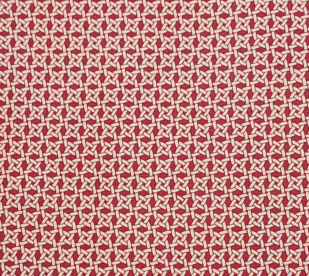 Dark Red and Tan "chain Link" Pattern Fabric - Selvage to Selvage Print ...
