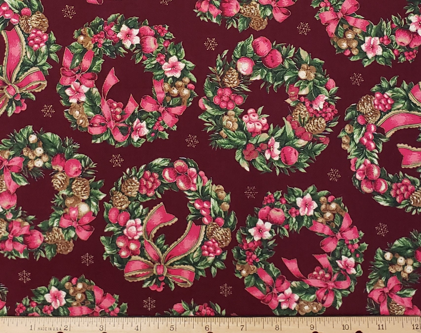 A VIP Cranston Print Works Cranberry Fabric With Holiday | Etsy
