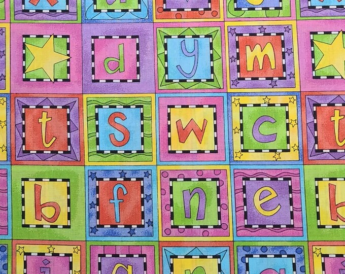 Bright Pastel Alphabet Block Print Fabric - Selvage to Selvage Print - Etsy