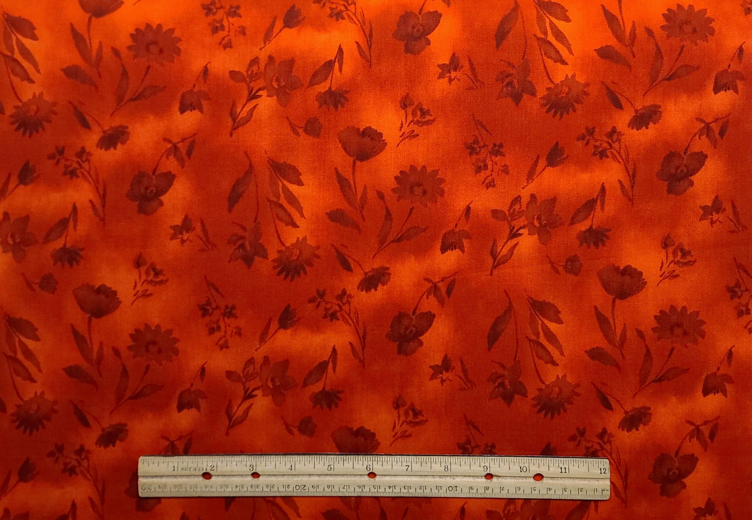 Floral Watercolors by Nancy Crow for Kent Avery - Red/burnt Orange ...