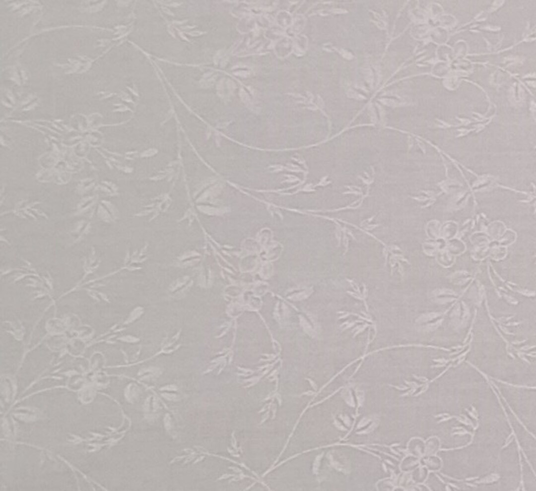 Muslin Mates by Moda White Fabric / Tone-on-tone White Flower Vine ...